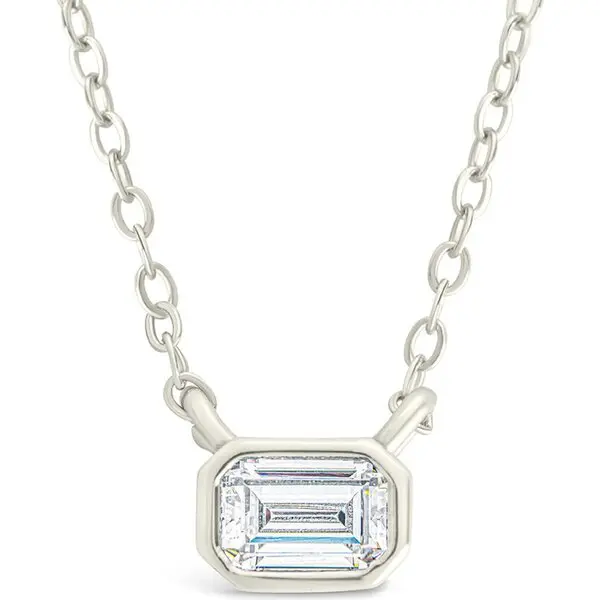Sterling Forever Emerald Cut Cubic Zirconia Pendant Necklace - Silver