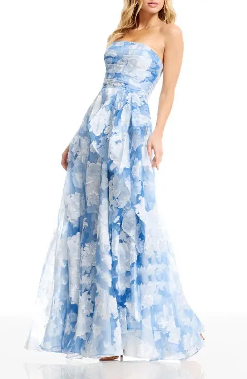 Dress The Population Floral Strapless A-line Gown