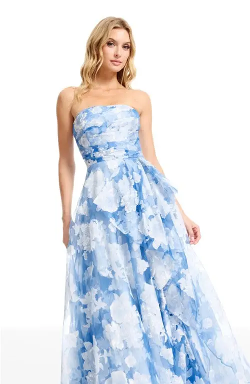 Dress The Population Floral Strapless A-line Gown