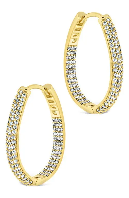 Sterling Forever Mallory Pavè Cubic Zirconia Hoop Earrings - Gold