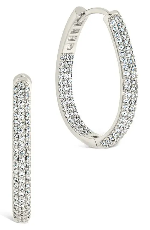 Sterling Forever Mallory Pavè Cubic Zirconia Hoop Earrings - Silver