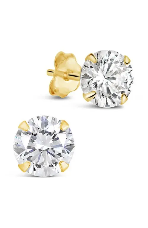 Sterling Forever Cubic Zirconia Stud Earrings - Gold