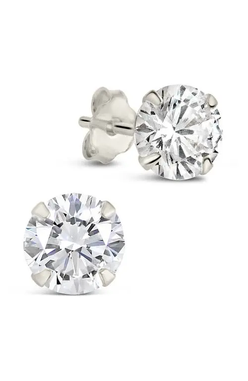 Sterling Forever Cubic Zirconia Stud Earrings - Silver