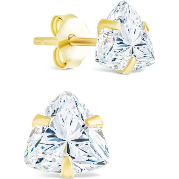 Sterling Forever Trillion Cut Cubic Zirconia Stud Earrings - Gold