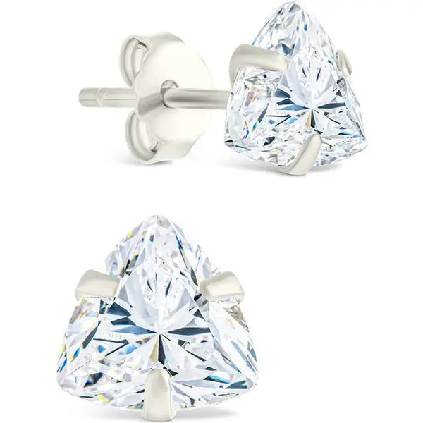 Sterling Forever Trillion Cut Cubic Zirconia Stud Earrings - Silver