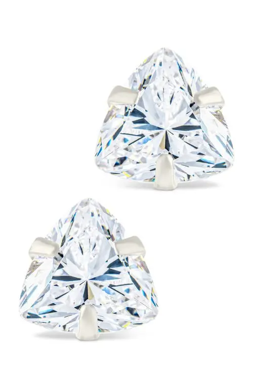 Sterling Forever Trillion Cut Cubic Zirconia Stud Earrings - Silver