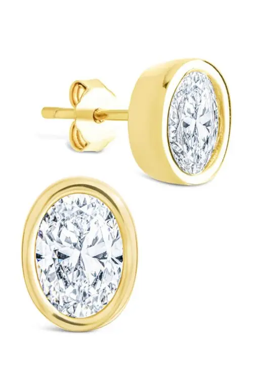Sterling Forever Oval Cut Cubic Zirconia Stud Earrings - Gold