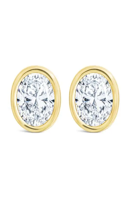 Sterling Forever Oval Cut Cubic Zirconia Stud Earrings - Gold