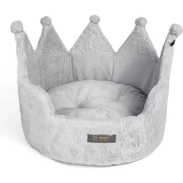 NANDOG PET GEAR Crown Dog Bed For Cats & Dogs - Pearl River Gray