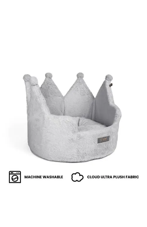 NANDOG PET GEAR Crown Dog Bed For Cats & Dogs - Pearl River Gray