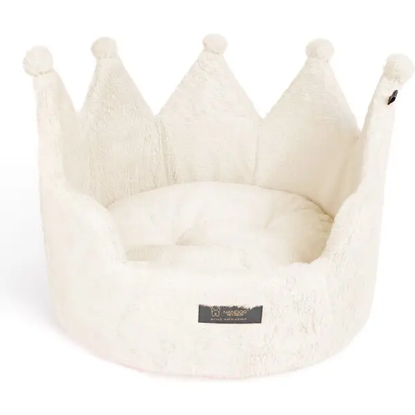 NANDOG PET GEAR Crown Dog Bed For Cats & Dogs - Pearl White