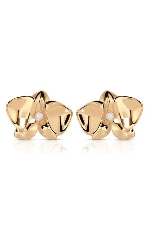 Ettika Freshwater Pearl Blossom Stud Earrings - Gold/pearl