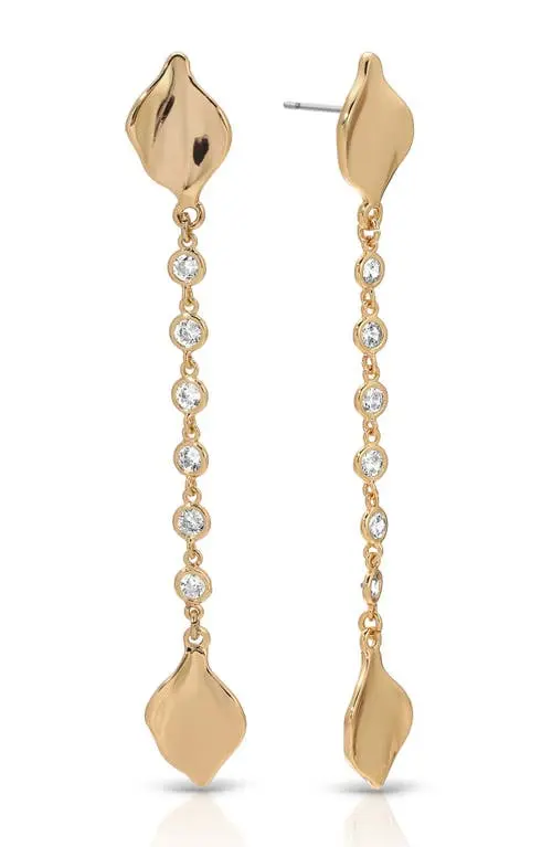 Ettika Crystal Bloom Linear Drop Earrings - Gold