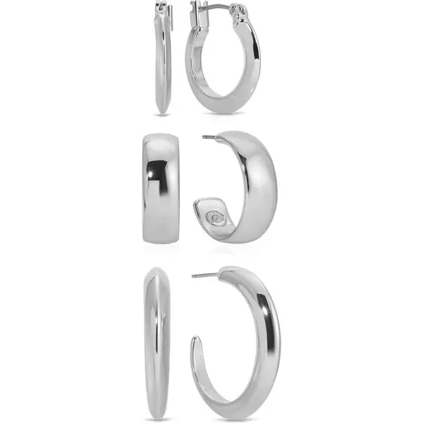 Ettika Set Of Hoop Earrings - Silver