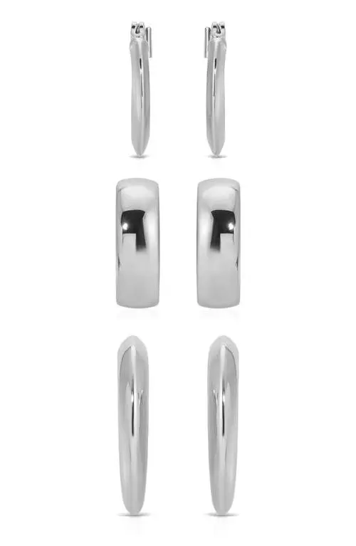 Ettika Set Of Hoop Earrings - Silver