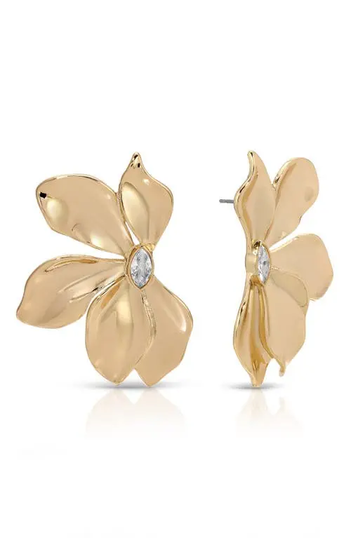 Ettika Crystal Bloom Statement Earrings - Gold