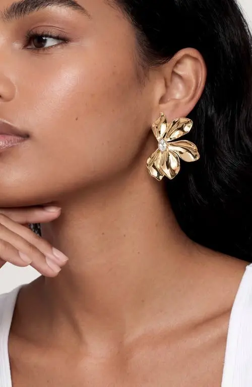 Ettika Crystal Bloom Statement Earrings - Gold