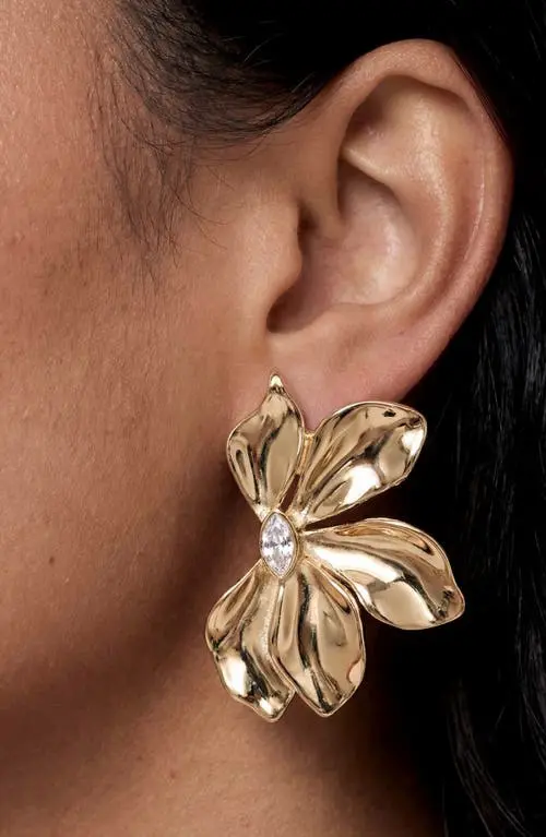 Ettika Crystal Bloom Statement Earrings - Gold