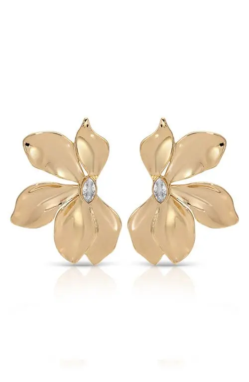 Ettika Crystal Bloom Statement Earrings - Gold