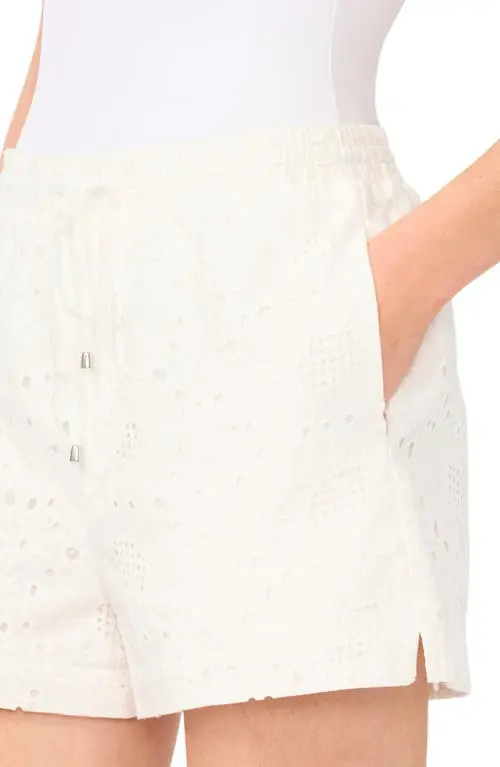 CECE DUPRAZ Eyelet Cotton Drawstring Shorts - Ultra White