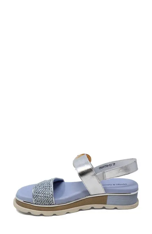 DJANGO AND JULIETTE Chaviva Backstrap Sandal - Denim-silver Syn Raffia