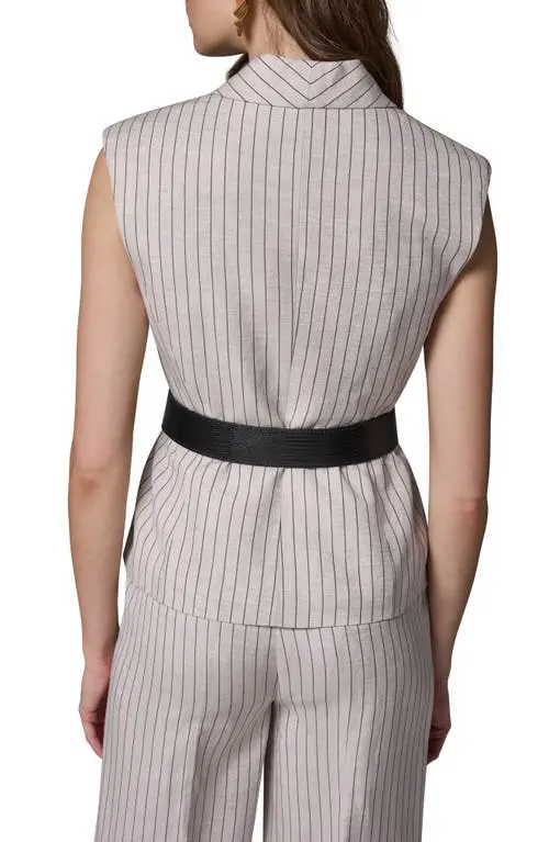 Donna Karan New York Belted Linen Blend Vest - Flax/black