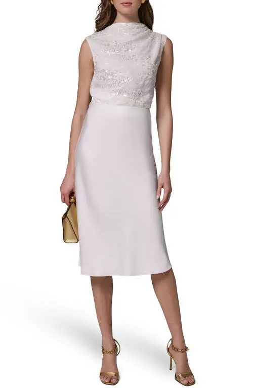 Donna Karan New York Satin Midi Skirt - Cream