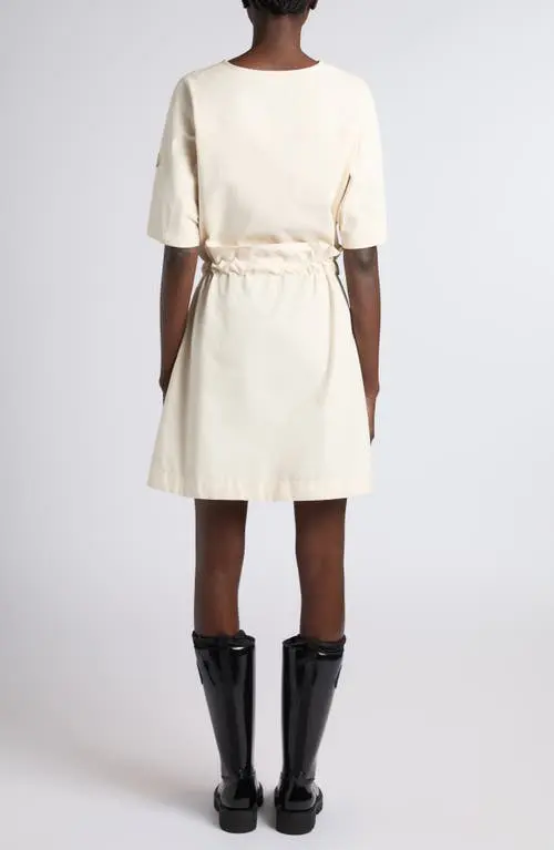 Moncler Hybrid Knit & Woven Drawstring Minidress - Neutral