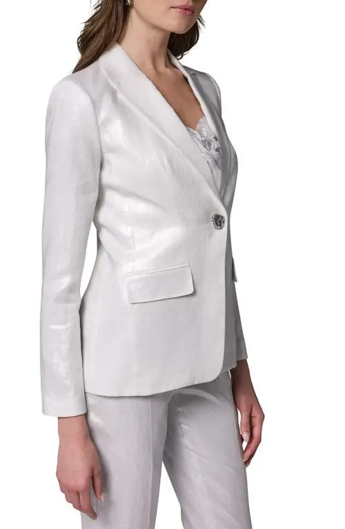 Donna Karan New York One-button Linen Blazer - Cream/silver