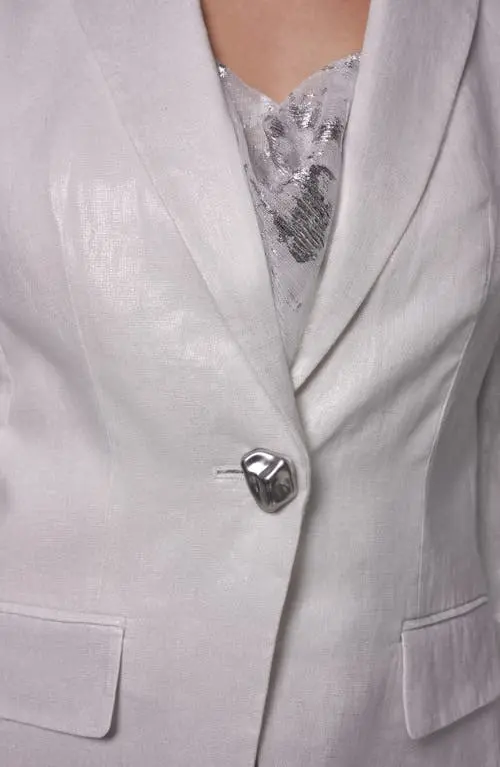 Donna Karan New York One-button Linen Blazer - Cream/silver