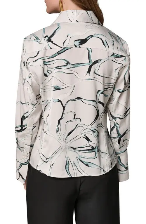 Donna Karan New York Printed Asymmetric Shirt - Aqua Mint Multi