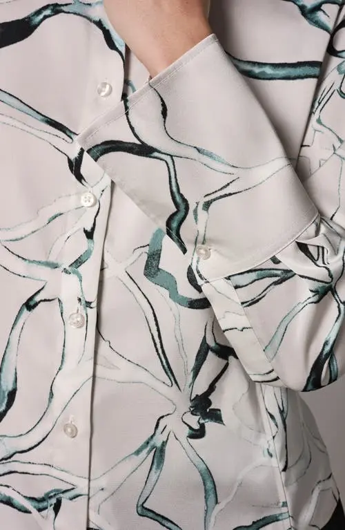 Donna Karan New York Printed Asymmetric Shirt - Aqua Mint Multi