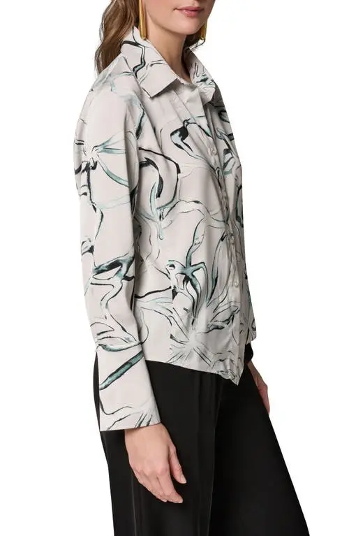 Donna Karan New York Printed Asymmetric Shirt - Aqua Mint Multi