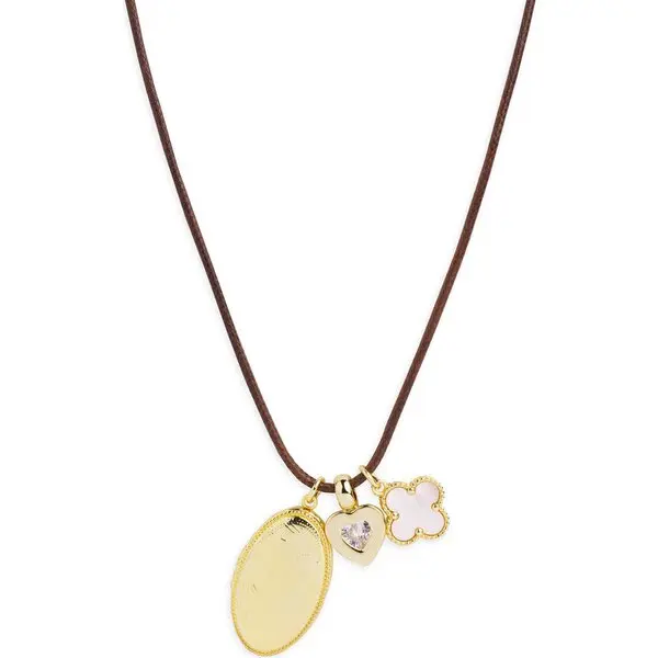 Argento Vivo Charm Locket Cord Necklace - Gold