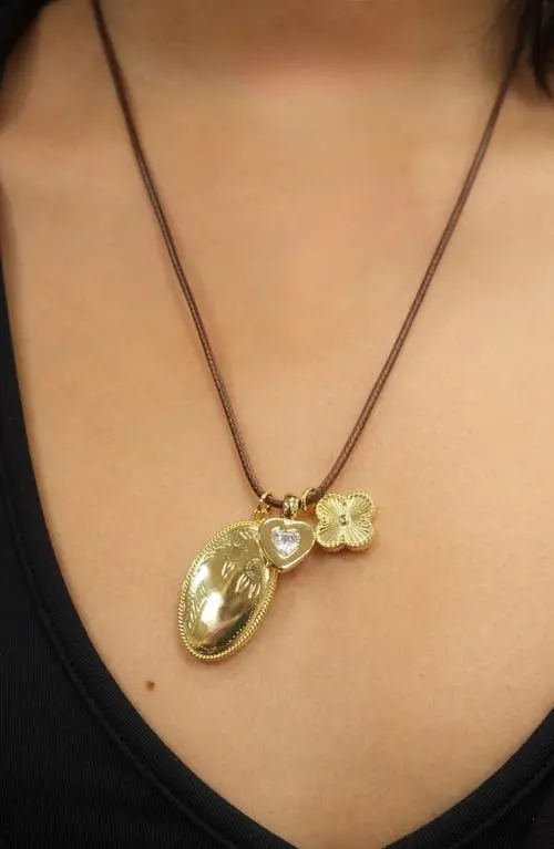 Argento Vivo Charm Locket Cord Necklace