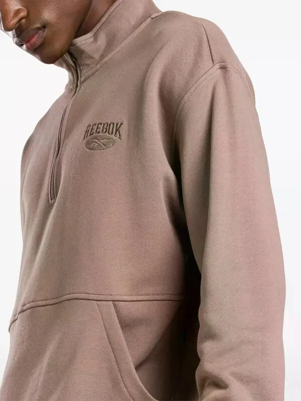 REEBOK Logo-embroidered Quarter-zip Sweatshirt