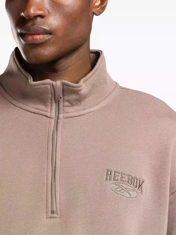 REEBOK Logo-embroidered Quarter-zip Sweatshirt