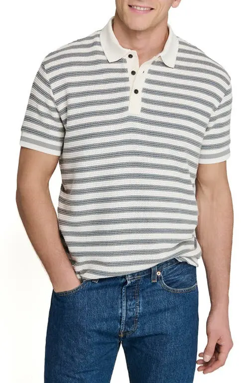CON.STRUCT Slim Fit Short Sleeve Stripe Polo - Grey