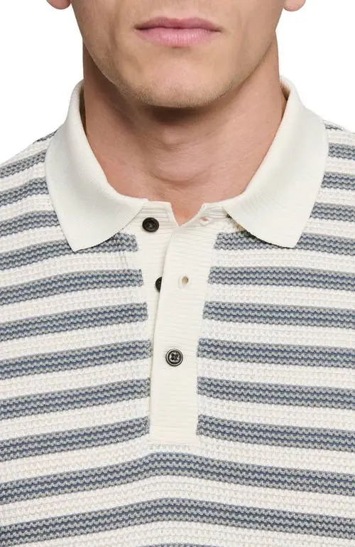 CON.STRUCT Slim Fit Short Sleeve Stripe Polo - Grey