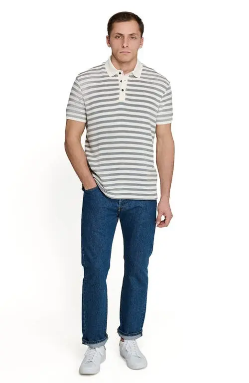 CON.STRUCT Slim Fit Short Sleeve Stripe Polo - Grey