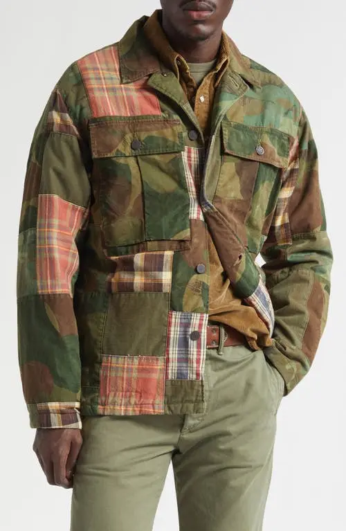 Double Rl Padded Patchwork Overshirt