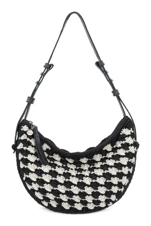 THE SAK Tess Hand-crocheted Shoulder Bag - Black Ecru Shell