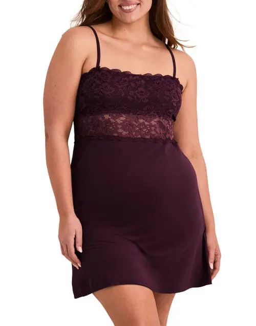 ADORE ME Knit Slip With Lace Detailing - Dark Purple