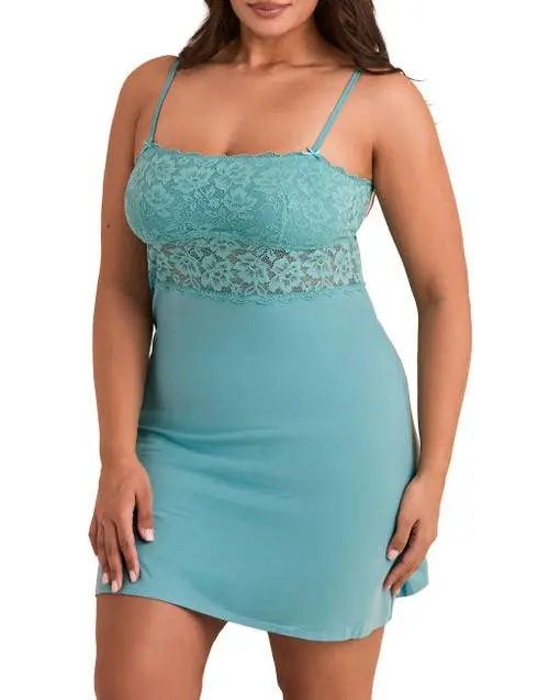ADORE ME Knit Slip With Lace Detailing - Medium Blue