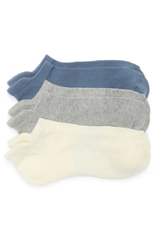 Nordstrom Everyday Tab Quarter Socks 3 Pack - Ivory Grey Multi