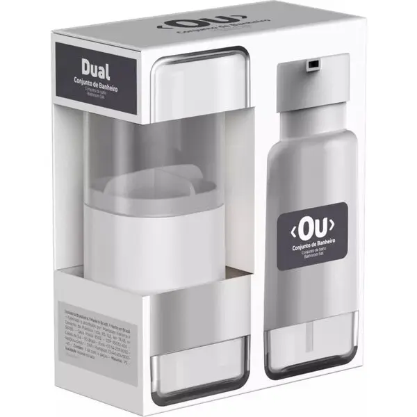 OU Durable Dual Bathroom Soap Dispenser Toothbrush Holder Organizer - White