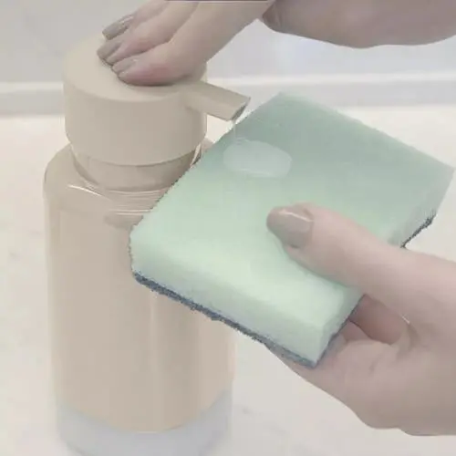 OU Durable Refillable Kitchen Bathroom Soap Dispenser Organizer With Pump - Beige