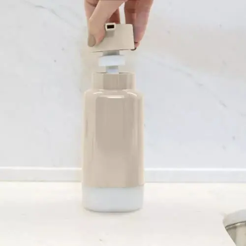 OU Durable Refillable Kitchen Bathroom Soap Dispenser Organizer With Pump - Beige