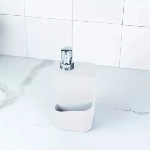 OU Durable Kitchen Soap Dispenser Organizer With Sponge Holder And Drainage - White