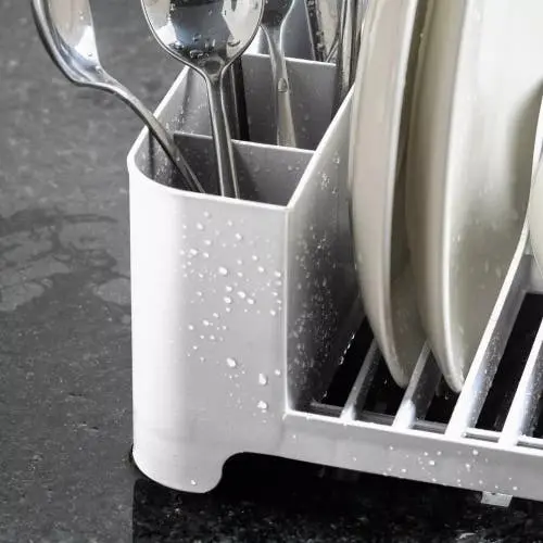 OU Modern Compact Polypropylene Kitchen Dish Drying Rack - White